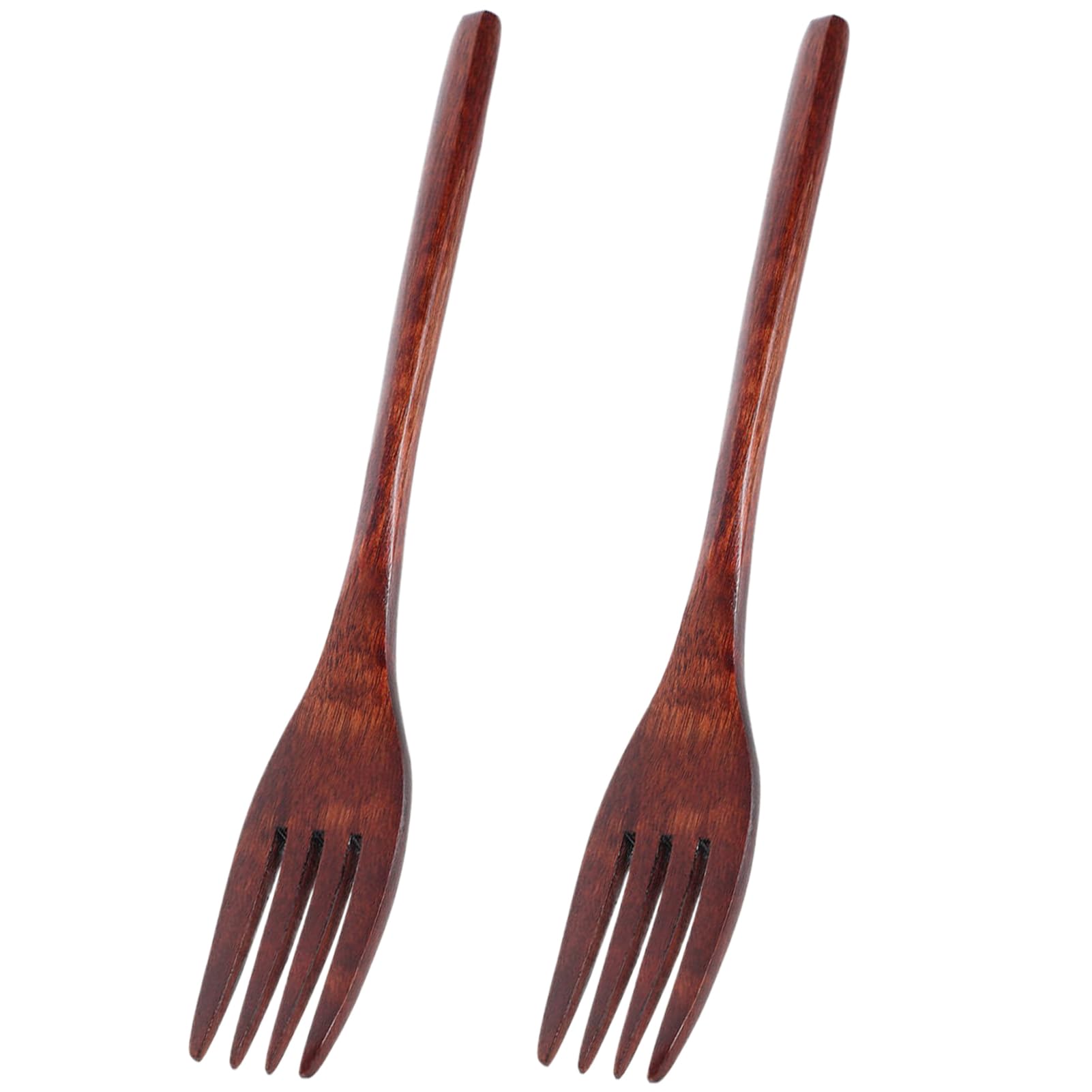 EXCEART 2 Pcs Wooden Forks Japanese Wood Dinner Forks Fruit Salad Forks Handmade Kitchen Utensil for Cooking Stirring Eating