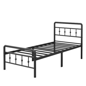 EMODA 16 Inch Twin XL Bed Frames with Headboard and Footboard, Heavy Duty XL Twin Metal Slats Support Mattress Foundation, No Box Spring Needed, Easy Assembly