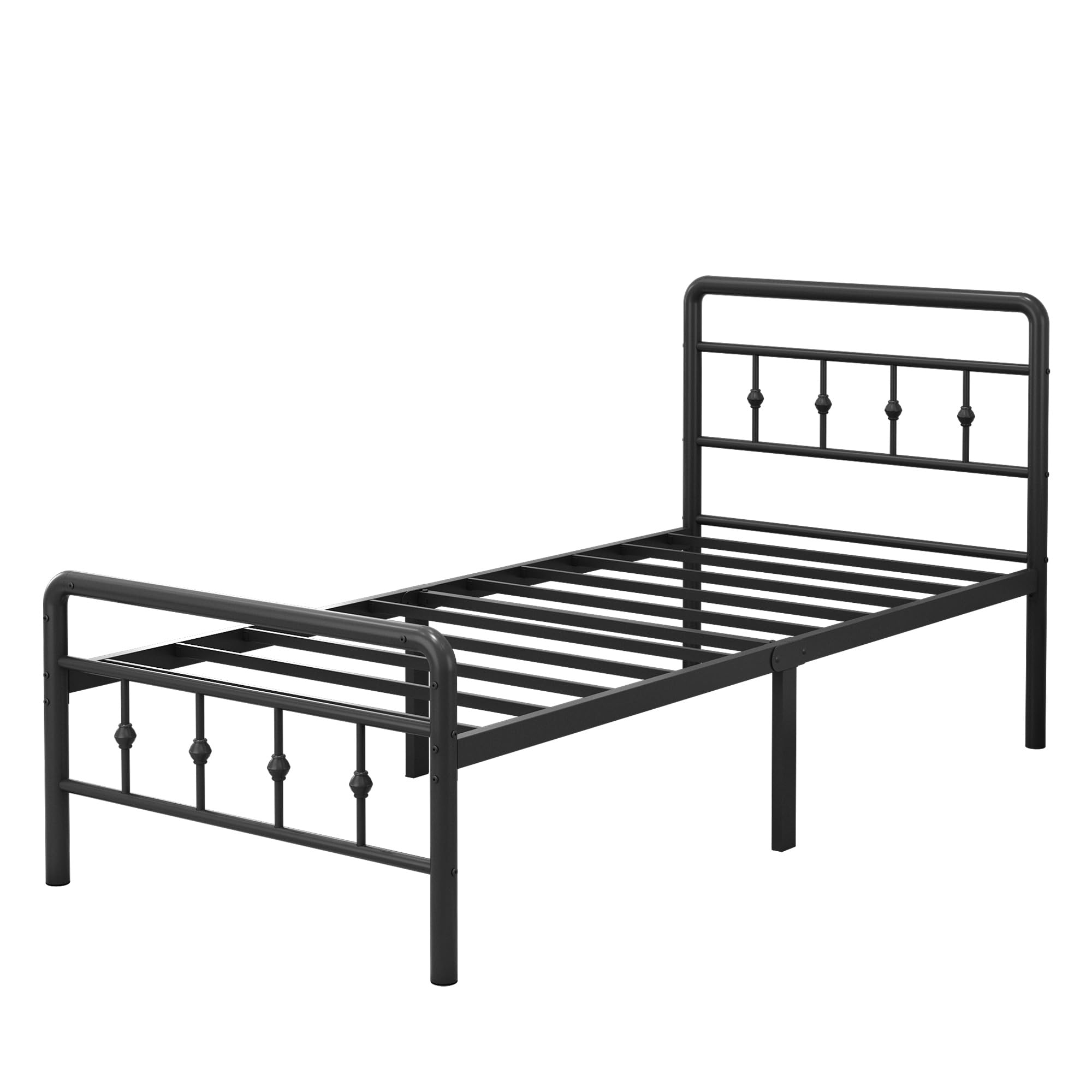 EMODA 16 Inch Twin XL Bed Frames with Headboard and Footboard, Heavy Duty XL Twin Metal Slats Support Mattress Foundation, No Box Spring Needed, Easy Assembly