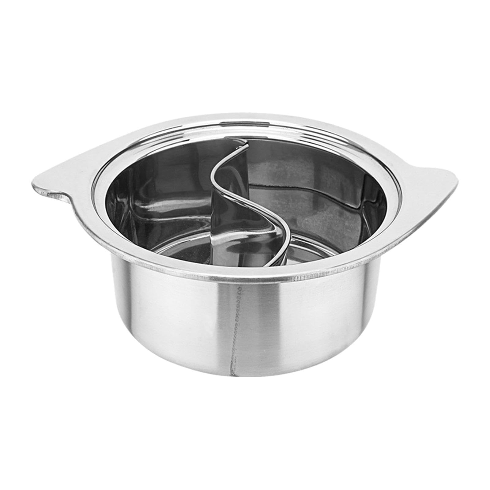 ＫＬＫＣＭＳ Hot Pot with Divider Chinese Dual Sided Pot Multipurpose Hot Burner Cooking Pot Cookware for Travel Restaurant Household Home, 18cm with lid