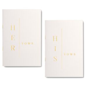 united esell modern wedding vow books his and hers - bride and wedding notebook with 28 pages - 5,9" x 3.9"- great for vow renewal - bridal shower gifts – booklet - bonus time capsule love (gold)