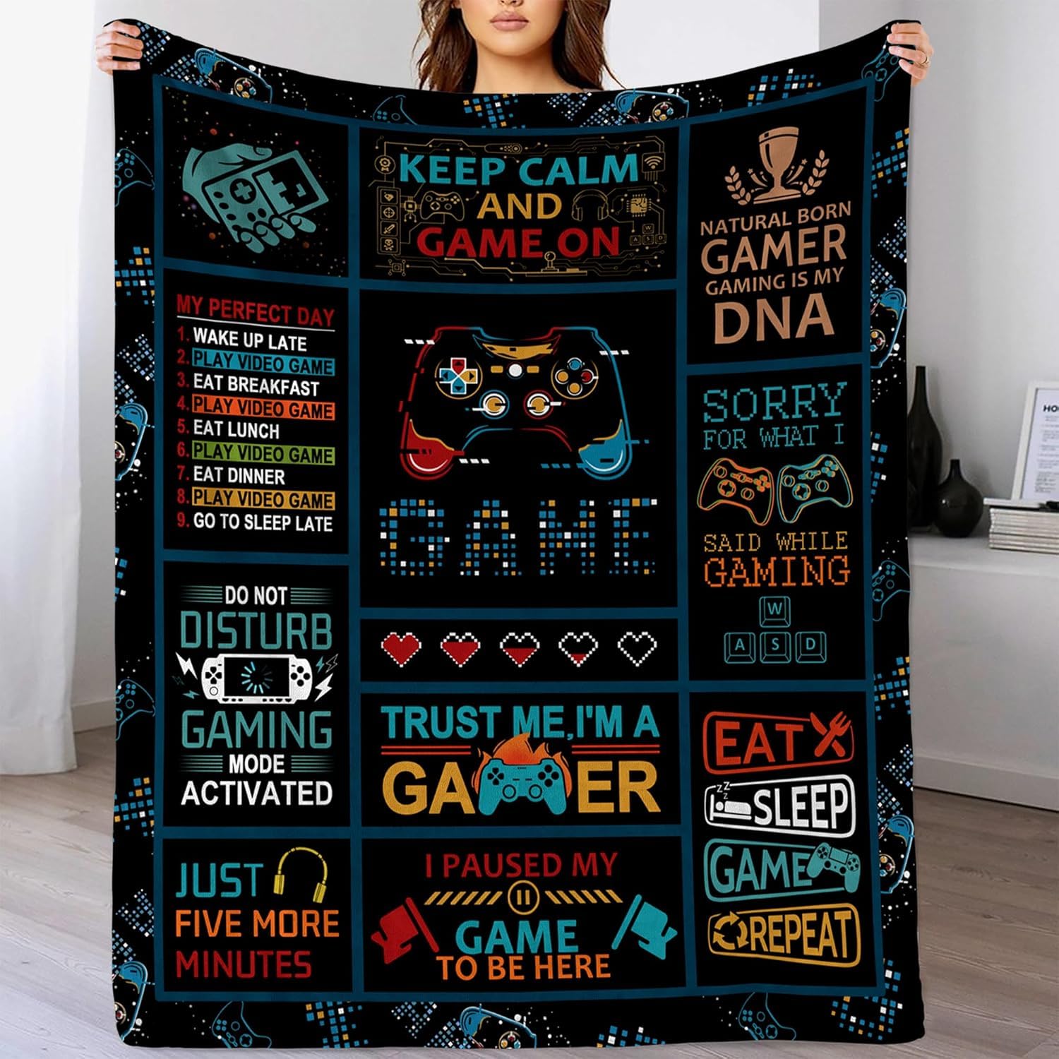 Gaming Blanket Game Flannel Throw Blanket 60"x50" for Fall Blanket Adult and Kids Decorative Blankets Funny Super Soft Cozy Blanket