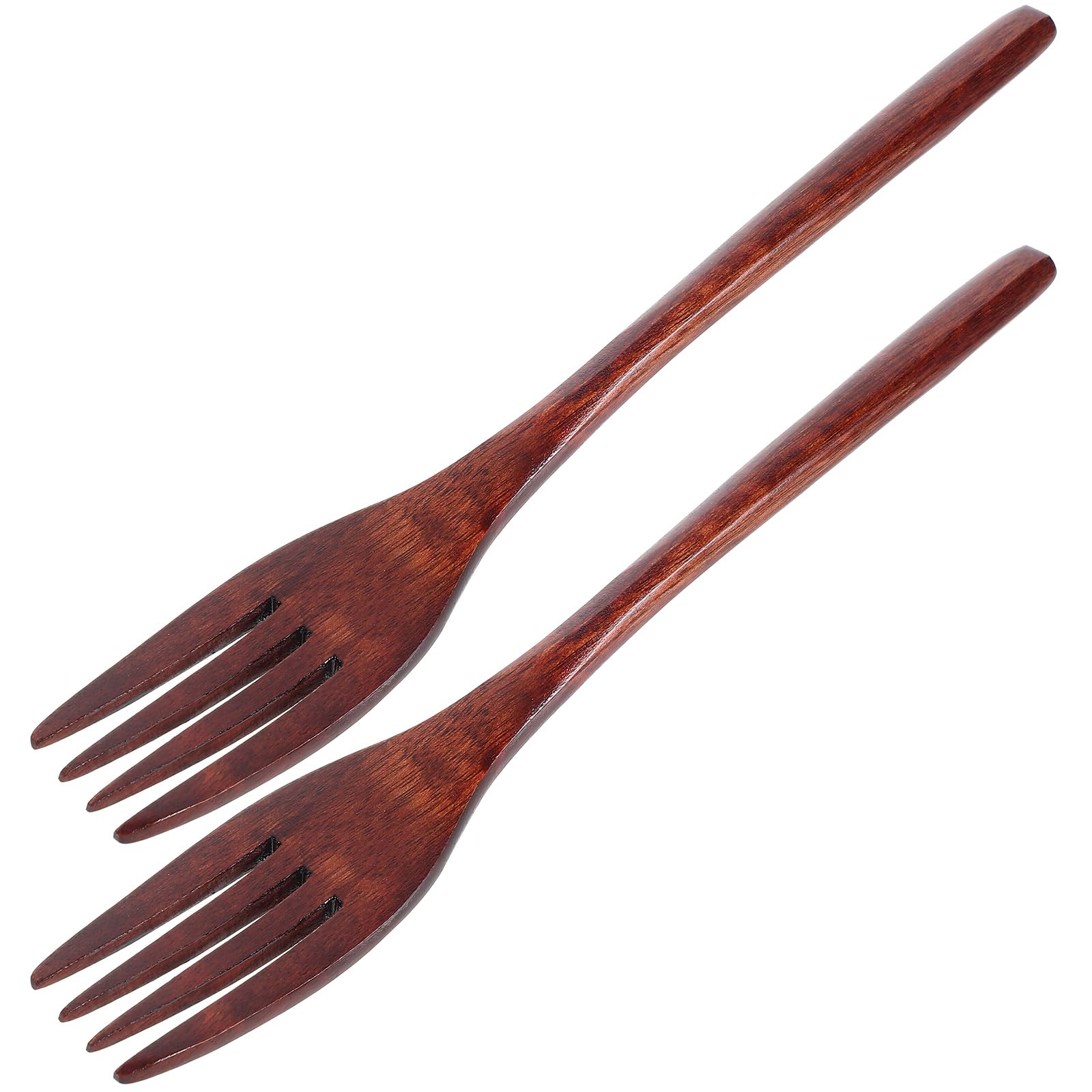 EXCEART 2 Pcs Wooden Forks Japanese Wood Dinner Forks Fruit Salad Forks Handmade Kitchen Utensil for Cooking Stirring Eating