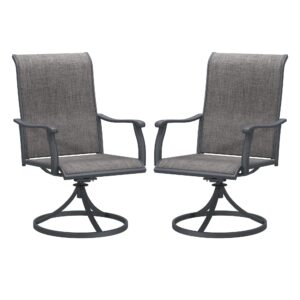 vicllax patio swivel dining chairs set of 2, outdoor swivel breathable textilene patio chairs lawn chairs for front porch backyard deck, dark grey frame