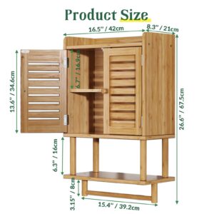 AmazerBath Bathroom Wall Cabinets, Bamboo Medicine Cabinets with Towel Bar, Wall Mounted Storage Cabinet with Adjustable Shelves, 2 Doors Over The Toilet Storage for Small Spaces,8.3x16.5x26.6 Inches