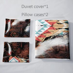 AILONEN Bull Skull Duvet Cover Set Queen Size,Cattle Cowhide Cow Fur Print Bedding Set,Buffalo Mexican Skull Comforter Cover Set,Western Cowboy Quilt Cover and 2 Pillowcases,3 Pieces