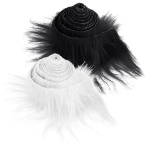 lusofie 2pcs faux fur fabric precut strips 2x60inch fur fluffy fuzzy craft fur for gnomes beard santa claus hair dwarf cosplay costume diy christmas decoration (white&black)