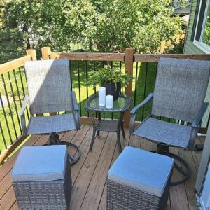 VICLLAX Patio Swivel Dining Chairs Set of 2, Outdoor Swivel Breathable Textilene Patio Chairs Lawn Chairs for Front Porch Backyard Deck, Dark Grey Frame