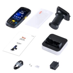 Tera Android Barcode Scanner Mobile Computer with Charging Cradle Pistol Grip, 1D 2D QR Zebra Scanner, Android 10 Handheld PDA Data Terminal, IP 65 Rugged 4G Wi-Fi GPS Works with Bluetooth Model P160