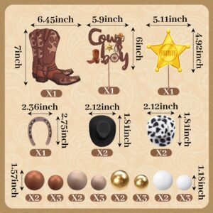 28 Pcs Cowboy Cake Decorations Cowboy Hat Boot Horseshoe Sheriff Badge Ball Cake Toppers Western Cowboy Birthday Baby Shower for Western Theme Party Favors Supplies