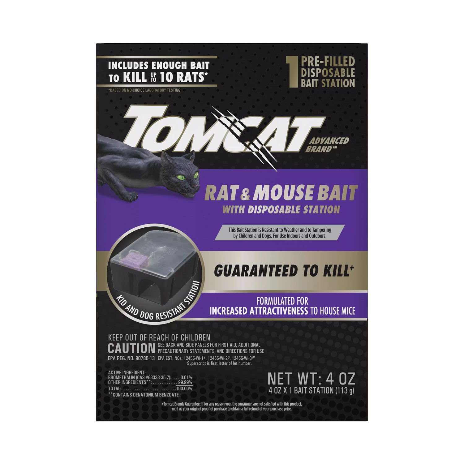 Tomcat Advanced Brand Rat & Mouse Bait with Disposable Station, Indoor and Outdoor Use, 1 Pre-Filled Ready-to-Use Station