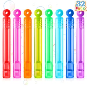 joyin 32 pack mini bubble wands, 8 colors circle party favors for kids, goodie bag stuffers, treasure box toys, classroom prizes for boys girls