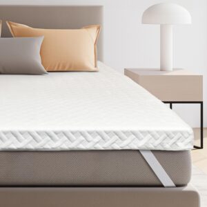 colvay 3 inch gel memory foam mattress topper full size for back pain, cooling mattress pad bed topper with removable and washable bamboo cover, certipur-us & oeko-tex certified – white