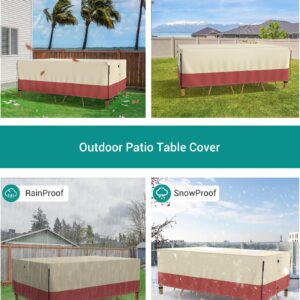 BROSYDA Patio Furniture Set Cover Waterproof, 600D Heavy Duty Lawn Patio Furniture Covers, Outdoor Sectional Sofa Cover Patio Table Chair Set Cover, 111" W×74" D×28" H, Beige & Orange