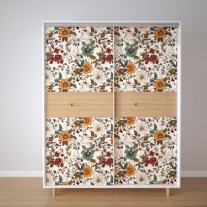 Yellow Floral Wallpaper Peel and Stick Wallpaper Vinyl Wallpaper Stick and Peel Colorful Contact Paper for Cabinets Waterproof Self Adhesive Wall Paper for Kitchen Countertop Wall 17.5" x 393"