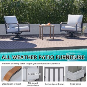 NATURAL EXPRESSIONS Outdoor Bistro Set, 3 Piece Swivel Glider Rocking Chairs Patio Conversation Furniture Set with 2 Rockers, 1 Metal Table and 6" Thick Cushions for Backyard, Porch, Balcony, 350lbs.