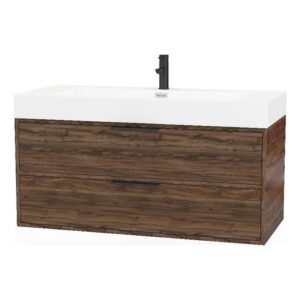 cutler kitchen and bath savoy 42" wood/cultured marble bathroom vanity - brown