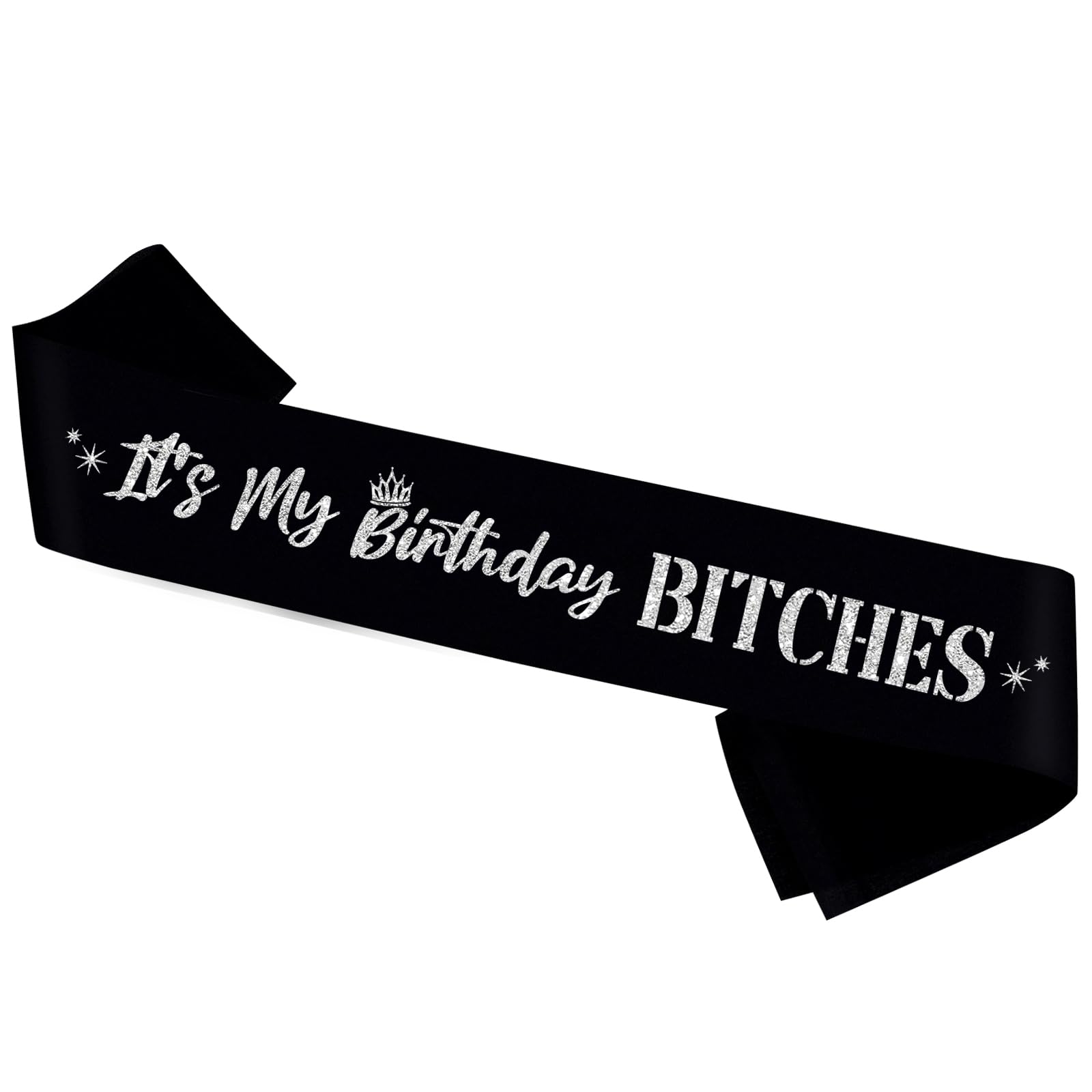 It's My Birthday Bitches Sash, Women 21st 30th 40th Fun Birthday Party Suppiles,Rose Silver Foil Black Birthday Sash for Women Birthday