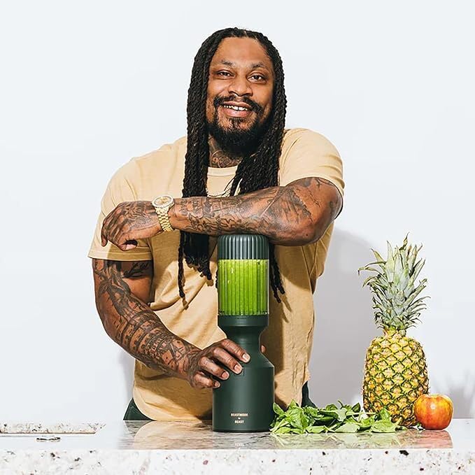 Beastmode by Beast Health Blender | Beast Health x Marshawn Lynch | Blend Smoothies and Shakes, Kitchen Countertop Design, Straw Cap and Straws Included,1200W (Forest Green)