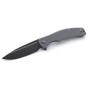 miguron knives m velona flipper folding knife 3.5" small version 14c28n dark grey pvd blade grey g10 handle pocket knife mgr-8003dgs