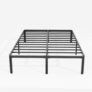 olalita black metal bed frame - sturdy metal platform bed frame queen size easy assembly, heavy duty, no box spring needed (modern 14", queen)