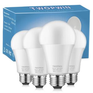 twopwin garage door opener light bulbs, 12w high brightness 1500lm, minimize interference led light bulbs for garage door opener, fcc listed, 6000k cool white bright led light bulb, e26 base, 4pk