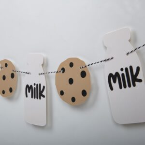 Cookies Milk Birthday Party Banner - Cookies And Milk Theme Decorations, Baby Shower Banner, Photo Smash Props, First Birthday Party Supplies