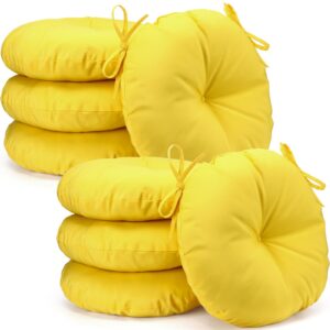 tinideya 8 set outdoor chair cushions 15 inch round seat cushions waterproof chair cushions with ties for bistro patio garden furniture(yellow)