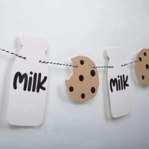 Cookies Milk Birthday Party Banner - Cookies And Milk Theme Decorations, Baby Shower Banner, Photo Smash Props, First Birthday Party Supplies