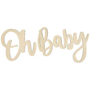 oh baby sign - wood color | perfect for baby showers, gender reveal parties, baby's 1st birthday, and photo backdrops | boy/girl decorations and party background