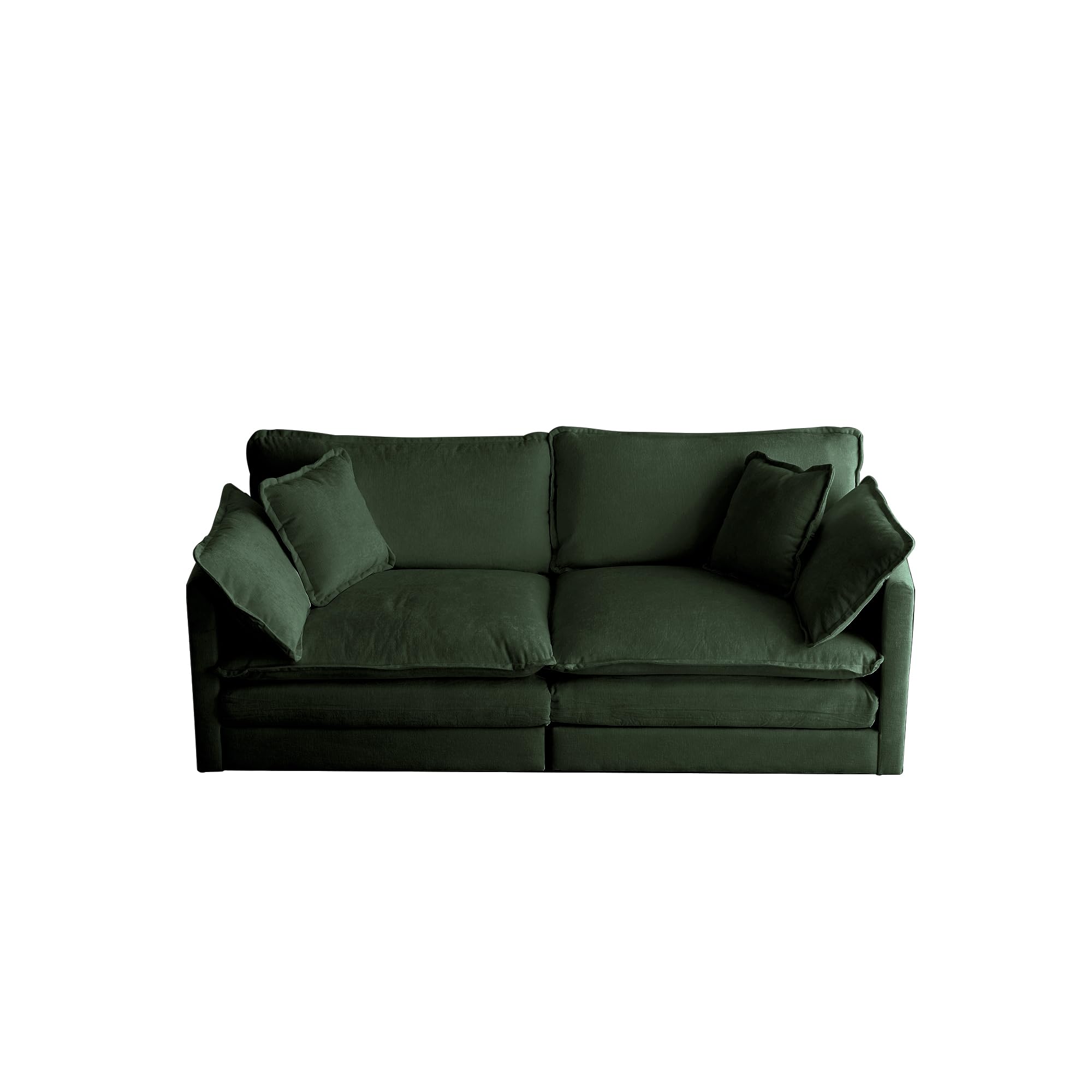 WILLIAMSPACE 76.7" Loveseat Sofa Couch for Living Room, Modern Upholstered 2 Seat Sofa, Sectional Sofa Couch with 4 Toss Pillows, Deep Seat Loveseat for Apartment, Chenille Fabric (Green)