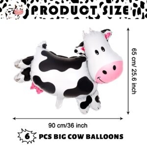 6 Pcs Cow Balloons,Cow Shape Mylar Foil Balloon,Cow Print Balloons Farm Animal Balloons for Birthday Party Baby Shower Farm Animal Theme Party Decorations Supplies