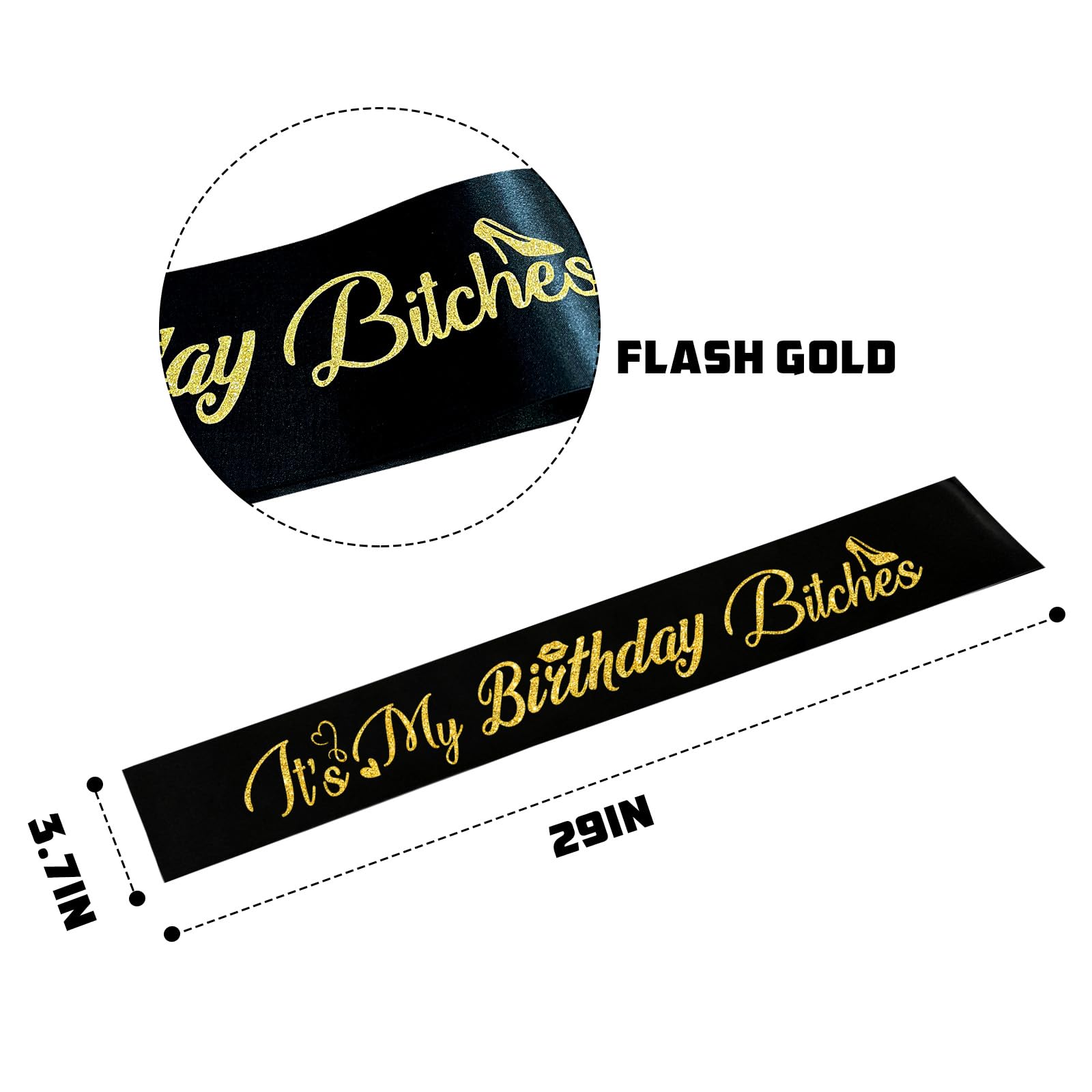 It's My Birthday Bitches Sash, Funny Women 21st 30th 40th Birthday Party Suppiles,Gold Foil Black Birthday Sash for Women Birthday