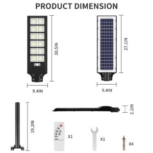 Viugreum 1000W Solar Street Lights Outdoor with Motion Sensor 2 Pack, 1080pcs LED, 6000K IP65 Waterproof Solar Parking Lot Lights, Solar Powered Street Light for Barn, Yard, Street