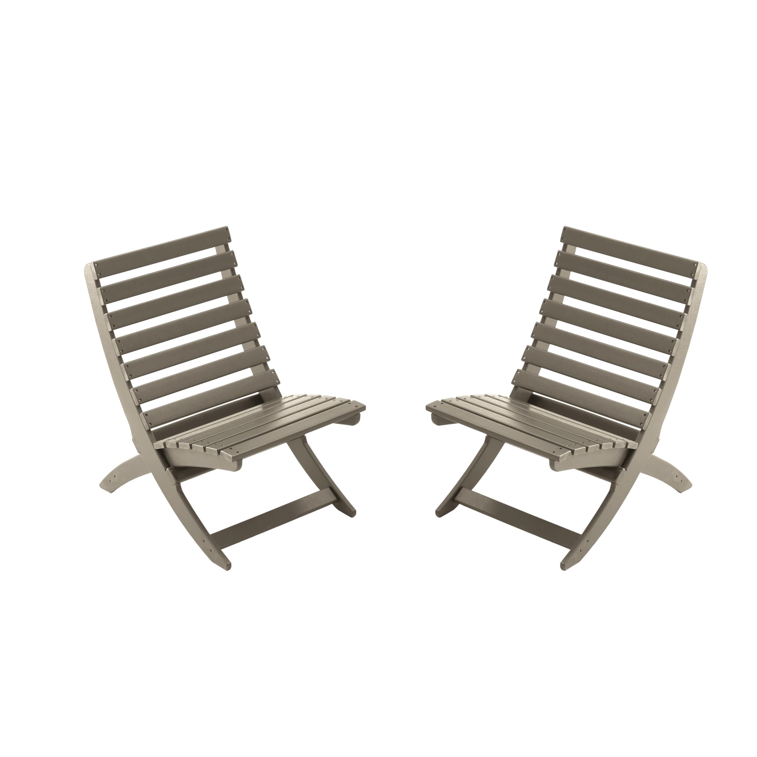 FOLAWO Adirondack Xavier Chair, HDPE All Weather Portable Storage Outdoor Chairs, Folding Fire Pit Chairs for Beach Pool Camping Fishing Campfire Patio Indoor Lawn, Supports 350 lbs (Set of 2,Brown)