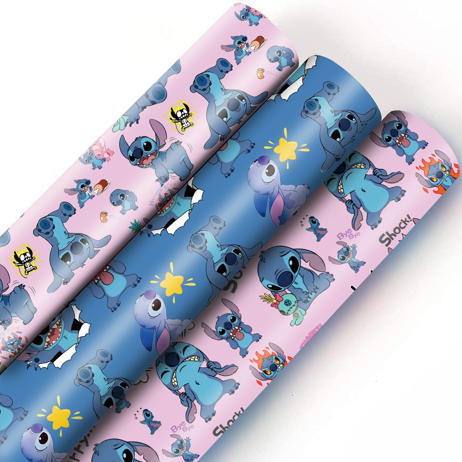 EYQQM Wrapping Paper 2 Roll 17" x 118" Gift Wrapping Paper Durable Mini Roll Surprises Gift Wrap Pack for Kids Birthday, Party Storage Festive Decoration (Pink & Blue)