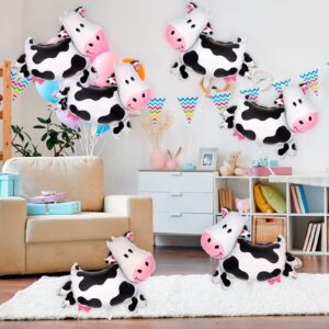 6 Pcs Cow Balloons,Cow Shape Mylar Foil Balloon,Cow Print Balloons Farm Animal Balloons for Birthday Party Baby Shower Farm Animal Theme Party Decorations Supplies