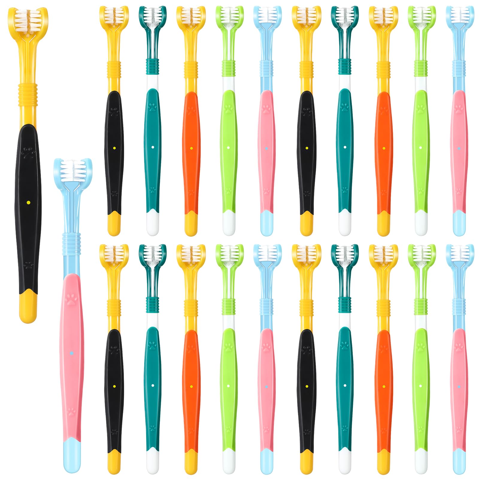 Vesici 20 Pcs 7 Inch Dog Toothbrush 3 Sided Dog Tooth Brush Cat Toothbrush Pet Teeth Cleaning Brush Dental Care Suitable for Most Pets Puppy Kitten Different Teeth and Mouth Shapes Cleaning