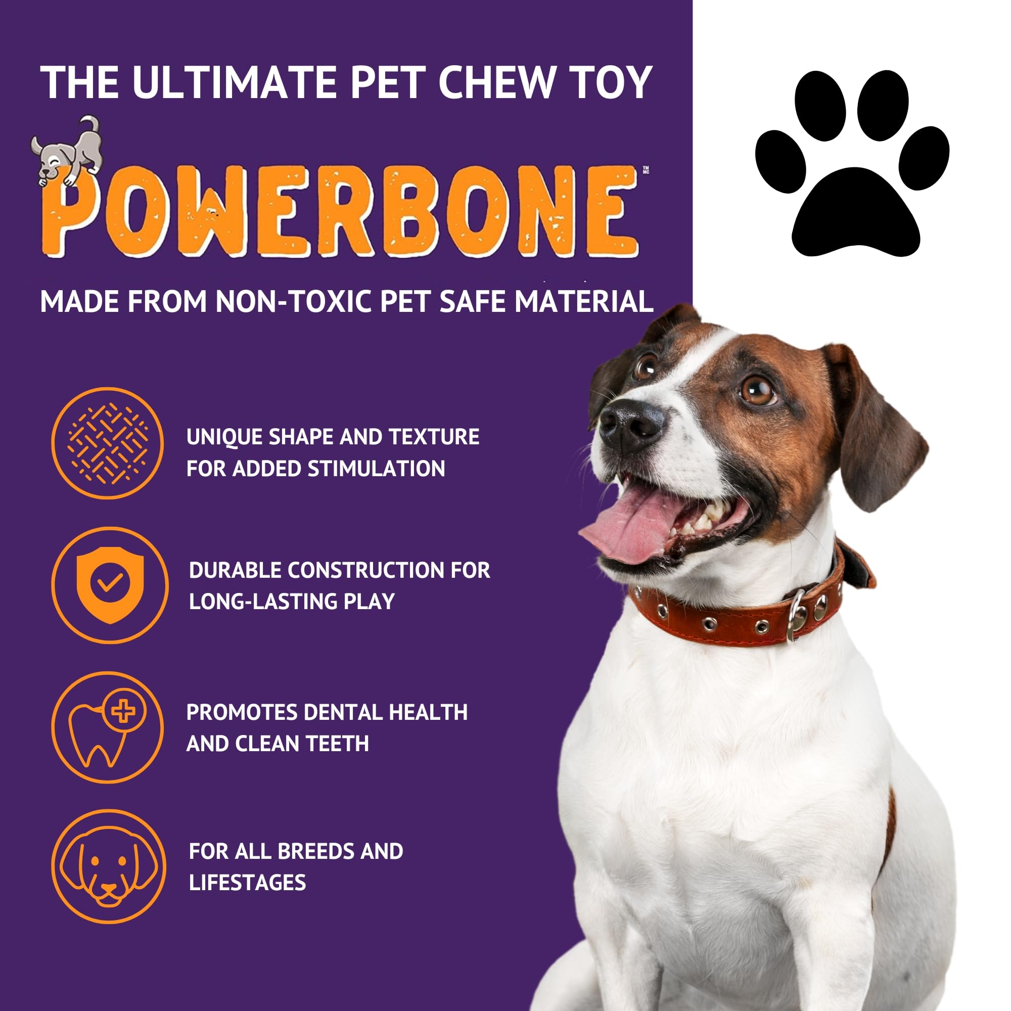 Power Bone Pet Chew Toy for Dogs - Durable, Non Toxic & Pet Safe - Best for Aggressive Chewers, Long Lasting Dental Health, Dog Teeth Cleaning, Dog Life Stages - Twist Tail 6''