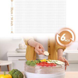 SUCISENI 6 Pack Silicone Dehydrator Sheets (14 x 21 Inch) Premium Non-Stick Silicone Mesh Mat for Fruit Food Dehydrator Reusable Dehydrator Tray Liners for Fruits Meat Vegetables Herbs