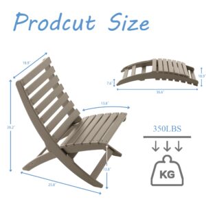 FOLAWO Adirondack Xavier Chair, HDPE All Weather Portable Storage Outdoor Chairs, Folding Fire Pit Chairs for Beach Pool Camping Fishing Campfire Patio Indoor Lawn, Supports 350 lbs (Set of 2,Brown)