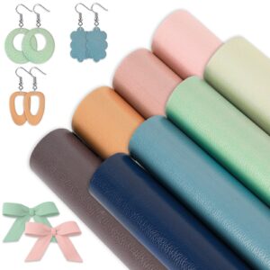 whaline 8pcs boho faux leather sheet neutral color synthetic fabric craft leather pink blue green leather for diy crafts earring bows making decor, 8 x 12 inch