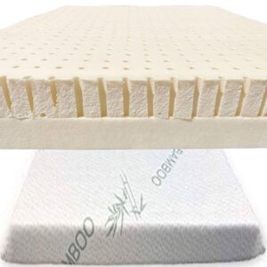 organic textiles latex mattress topper with rayon derived from bamboo cover, dual firmness/dual zone - soft and firm - 2 inches, cal king