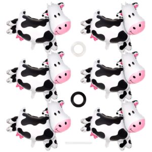 6 pcs cow balloons,cow shape mylar foil balloon,cow print balloons farm animal balloons for birthday party baby shower farm animal theme party decorations supplies