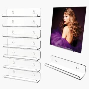 weimaisi clear vinyl record shelf wall mount 8 pack 7 inch, acrylic vinyl album holder display, cd shelf, album frame organizer, kids bookshelf, floating wall shelf in home office and record store