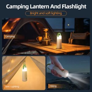 Dawnrise LED Camping Lantern, Up to 350 Hours Rechargeable Camping Light, 4 Modes Outdoor Flashlight Lantern with Red Light, Water Resistant Portable Tent Light for Emergency,Hiking,Hurricane (Green)