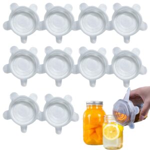 10 pack silicone stretch lids, reusable silicone lids for mason jar(stretched to 3.15inch), silicone container lids food covers for regular and wide mouth mason jar, cans, pot