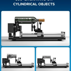 OMTech Laser Rotary Attachment with Nema 23 2-Phase Stepper Motor for 50W 60W 80W 100W 130W CO2 Laser Engraving Machines K40 Rotary Tool Accessory Kit for Wood Metal and More