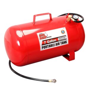 big red t88007-1 torin horizontal portable air storage tank with 36 "hose and pressure gauge, capacity 7 gallons, red