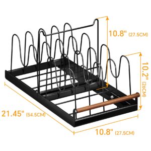 Pull out Cabinet Organizer, Cookie Sheet Organizer for Cabinet, Cutting Board, Bakeware, Sliding Pot Lid Organizer for Cabinet with Adjustable Wire Dividers, Slide out Kitchen Cabinet Organizer